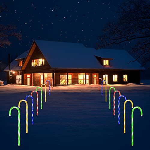 Altantagy Christmas Candy Cane Lights, 8 Pack Christmas Drcorations Lights, Christmas Candy Cane Pathway Markers for Christmas Holiday Walkway Patio Garden (Muti Color)