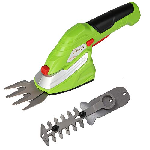 Vilobos 2-in-1 Cordless Grass Shear Garden Hedge Trimmer,60 Minutes Use Time,4.5V, Lightweight 1.15 lbs, for Small Lawns Hedges Shrubbery,Rechargeable Charger Included