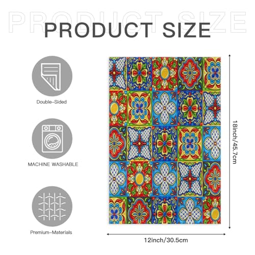 Double-sided garden flag Mexican Talavera Ceramic Tile Pattern Outdoor Flag Garden Flag Yard Outdoor Decoration (12×18in).