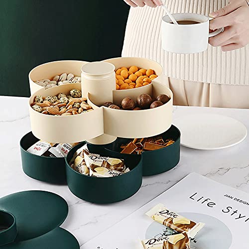GRFIT Fruit Tray Birthday Party Supplies Plate Tray 4-Section Candy Snack Salad Desserts Dried Fruit Nuts Plate For Wedding Home Office Party Fruit Bowl