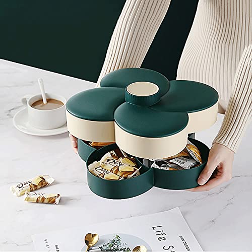 GRFIT Fruit Tray Birthday Party Supplies Plate Tray 4-Section Candy Snack Salad Desserts Dried Fruit Nuts Plate For Wedding Home Office Party Fruit Bowl