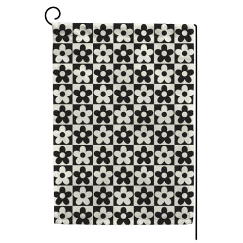 Garden Flag Yard Sign Hippie Cute Floral Tiles Greeting Sign Durable Vertical Double-Sided Banner Outdoor Decoration Farmhouse Lawn Yard Thick Fabric 12x18in