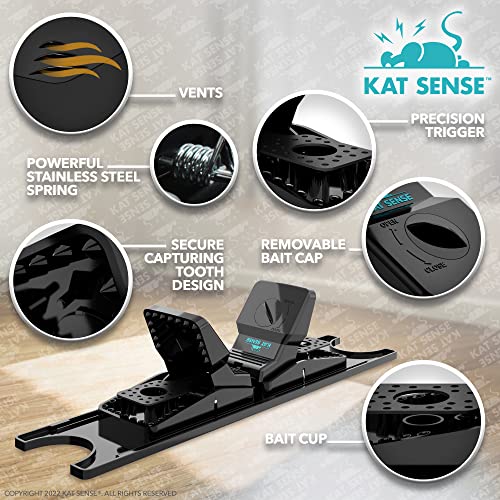 Kat Sense Rat Mouse Traps for House - Heavy Duty Covered Double No Escape Humane Rat Trap Delivers an Instant Kill - Easy to Use & No Touch Rodent Release