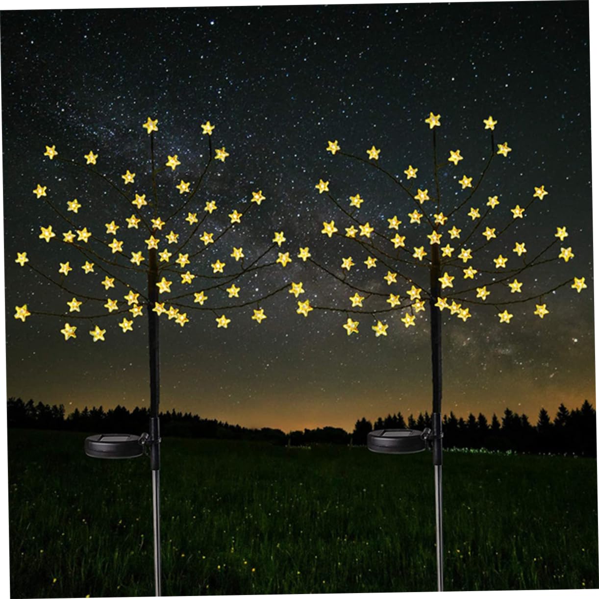 Housoutil Solar Outdoor LED Star Tree Branch Lantern Waterproof for Garden Patio Yard Decorative