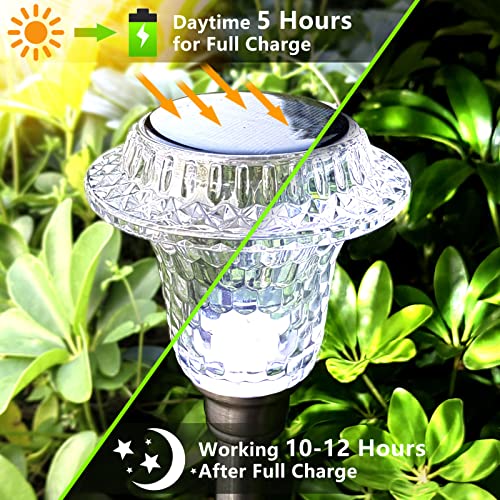 Biicais BIICAIS Solar Outdoor Lights Pathway, 4 Pack Solar Walkway Lights, 12LM High Lumen Glass Solar Lights for Yard Waterproof