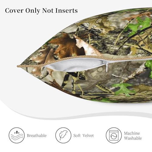 Augenstern Zippered Pillow Protectors Cover Case Leafs-Camo-Hunting Decorative Throw Pillow Cover Square Cushion Case 18"X18"