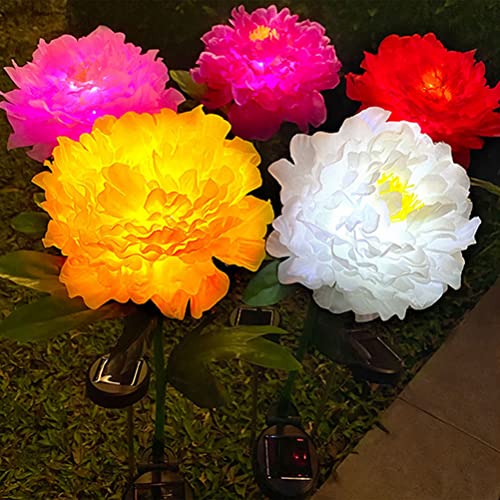 Aolyty Solar Flower Garden Lights, Single Head Solar Peony Light, Outdoor Decoration Solar Stake Lights, 2 Pack IP65 Waterproof LED Landscape Light for Pathway Walkway Patio Lawn Garden (Purple)