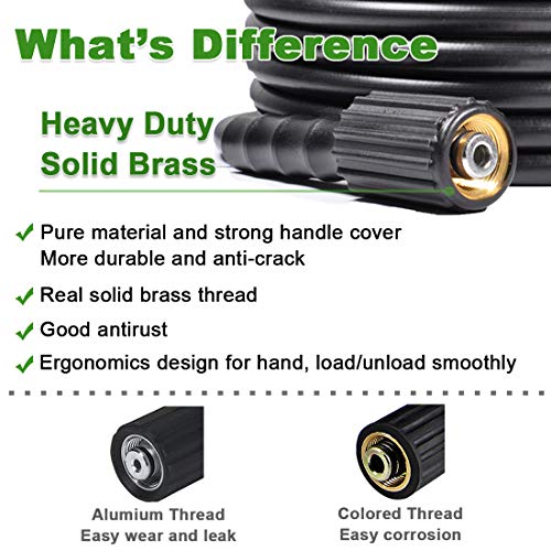 3/8" Quick Connection Pressure Washer Hose Kit, M22-14MM to 3/8 Quick Connect Set, 1/4" X 50 FT, 3200 PSI Power Washer Hose