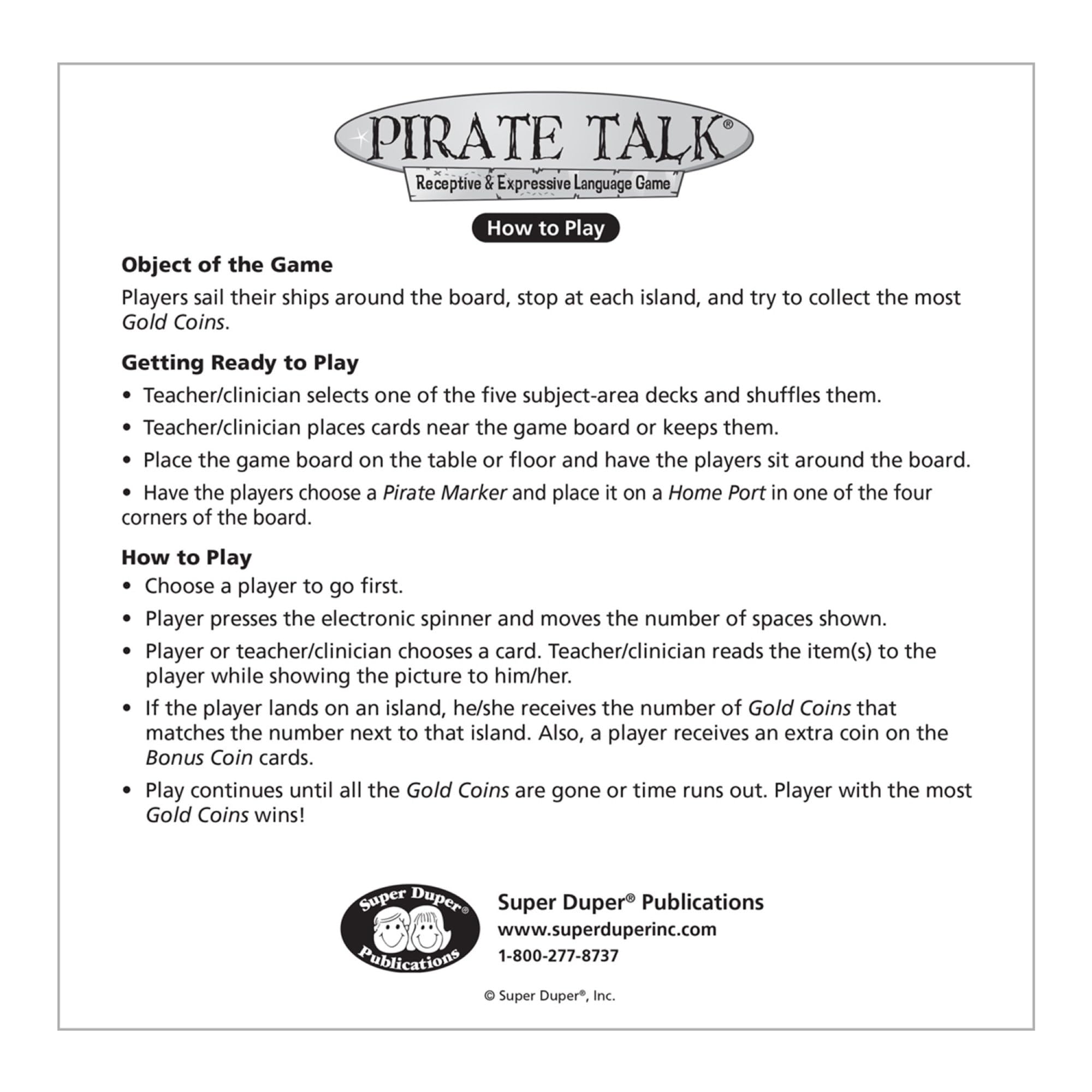 Super Duper Publications | Pirate Talk® Receptive & Expressive Language Game | Communication & Social Skills | Educational Learning Materials for Children
