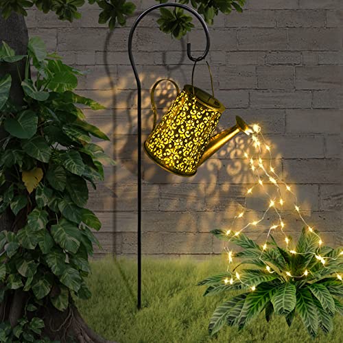 Altantagy Solar Watering Can with Cascading Lights, Solar Garden Decor, Solar Waterfall Lights Outdoor Waterproof for Lawn, Yard,Patio, Pathway