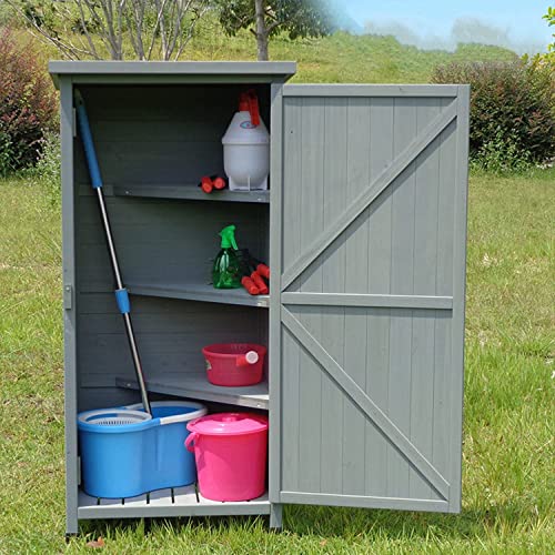 MUWIZ Outdoor Storage Shed, Storage Shed and Tool Shed Outdoor Storage Shed, Large Solid Wood Tool Shed Tiny House Garden Tool Storage