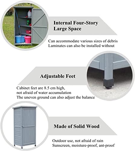 MUWIZ Outdoor Storage Shed, Storage Shed and Tool Shed Outdoor Storage Shed, Large Solid Wood Tool Shed Tiny House Garden Tool Storage