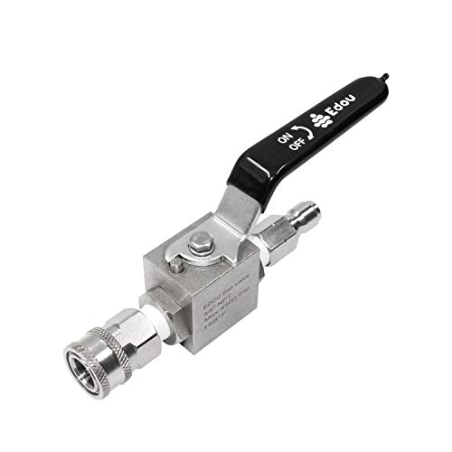 EDOU DIRECT Ball Valve for High Pressure Washer Hose | 3/8" Male Plug & 3/8" Female Quick-Connect | 4,500 PSI Max Working Pressure | Easily and quickly switch between wands, tips, or hoses.