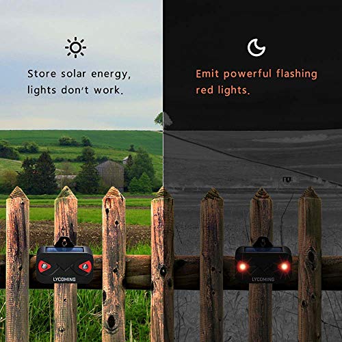 Lycoming Deer Repellent Raccoon Repellent for Nocturnal Animals Solar Predator Control Light Coyote Deterrent Devices with Red LED Strobe Lights Skunk Repellent for Garden - 4 Pack