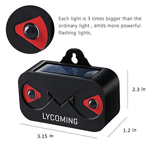 Lycoming Deer Repellent Raccoon Repellent for Nocturnal Animals Solar Predator Control Light Coyote Deterrent Devices with Red LED Strobe Lights Skunk Repellent for Garden - 4 Pack
