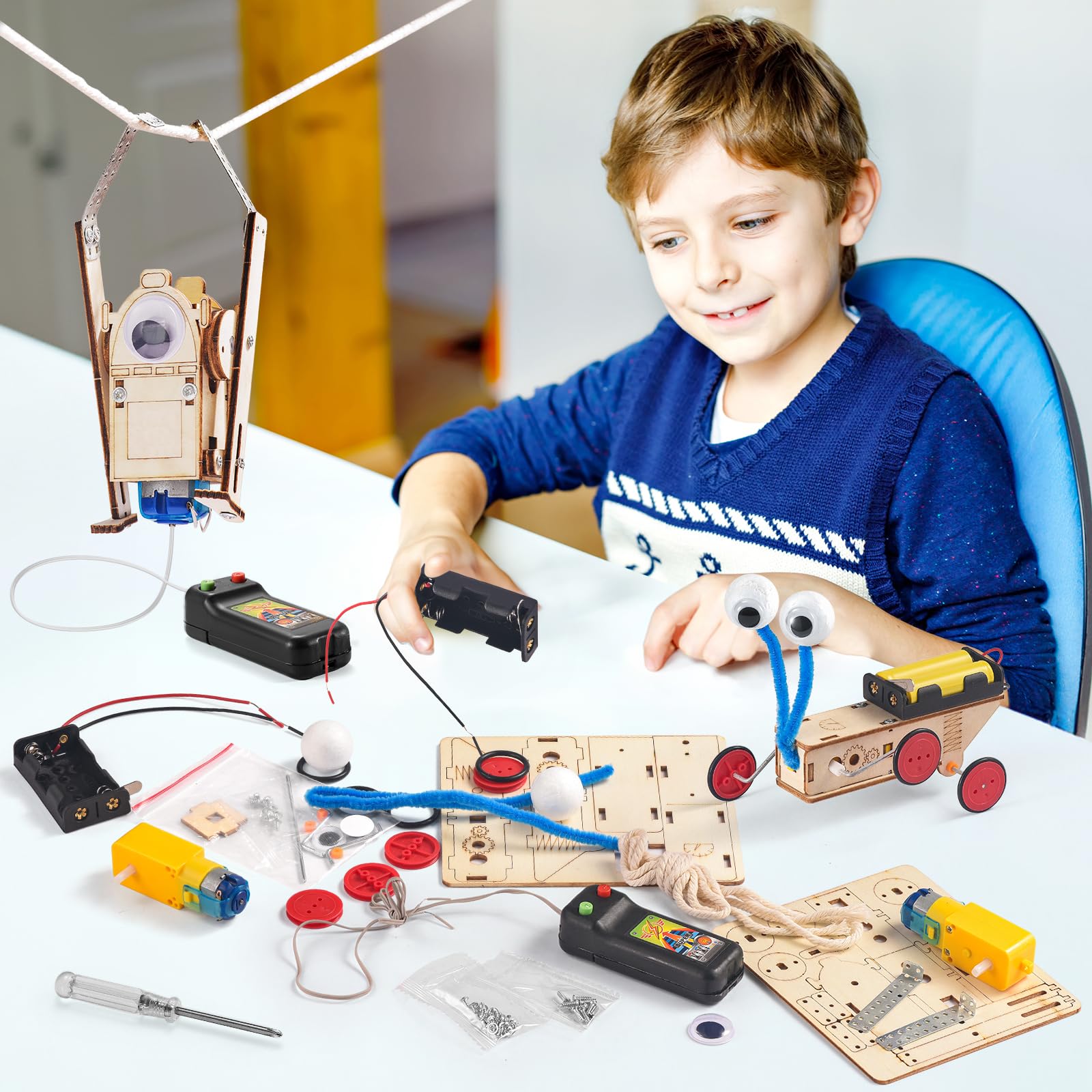 Dinasuar and Robot STEM Kits for Kids Ages 8-12, Wood Building Kit, 3D Wooden Puzzles Carft for Boys 6-8 8-10, Woodworking Model Sets for Girls