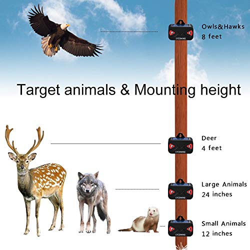Lycoming Deer Repellent Raccoon Repellent for Nocturnal Animals Solar Predator Control Light Coyote Deterrent Devices with Red LED Strobe Lights Skunk Repellent for Garden - 4 Pack