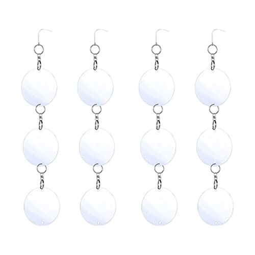 GANAZONO 4 Sets Metal Bird Deterrent Disc Hanging Disc Reflective Bird Reflector Woodpecker Devices for Patio Garden Woodpecker and Pigeon