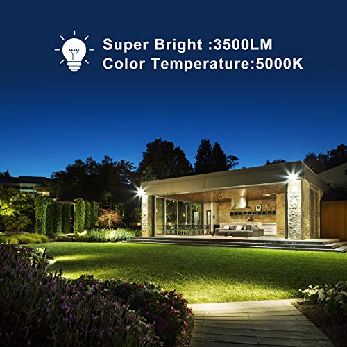 MEIKEE 35W LED Flood Lights Outdoor, 3500lm LED Work Light with Plug, 5000K Natural White Security Light, IP66 Waterproof Portable Outdoor Flood Lighting for Garage Garden Stadium Playground (4Pack)
