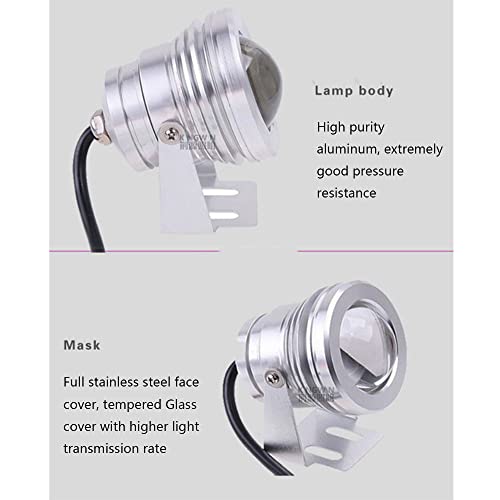 TWXG Waterproof IP68 Pool Light LED 12V/24V Underwater Light Spot Light for Swimming Pool Fountains Pond Water Garden Aquarium Rotatable Landscape Light,10W