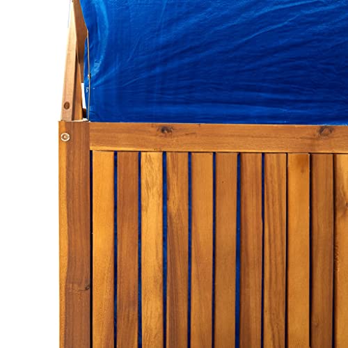 loibinfen Storage Box with Trellis 39"x21.7"x63" Solid Acacia Wood Patio Garden Outdoor Storage Container for Toys, Furniture Deck box (Weight:63.93 lbs)