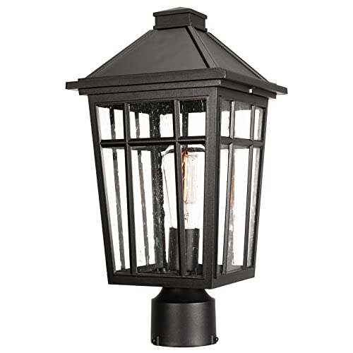 Darkaway Large Outdoor Post Lights Lamp Post Light Fixture, Waterproof Aluminum Housing with Glass, Fence Post Deck Lighting for Garden, Patio, Pathway (Black)