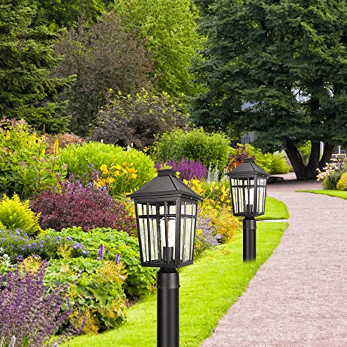Darkaway Large Outdoor Post Lights Lamp Post Light Fixture, Waterproof Aluminum Housing with Glass, Fence Post Deck Lighting for Garden, Patio, Pathway (Black)