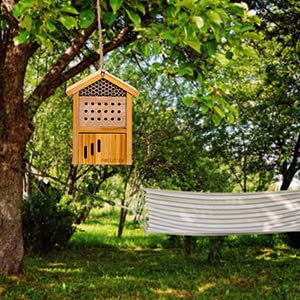 POLLIBEE Mason Bee House Wax Coated Wooden Bee Hotel Waterproof Beehouses