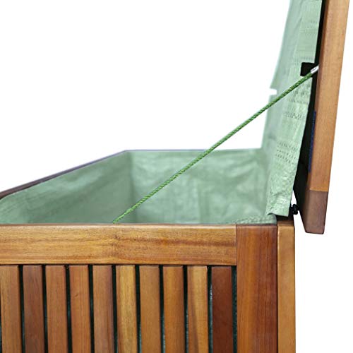 loibinfen Patio Storage Box 59"x19.7"x22.8" Solid Acacia Wood Patio Garden Outdoor Storage Container for Toys, Furniture Deck box (Weight:52.91 lbs)