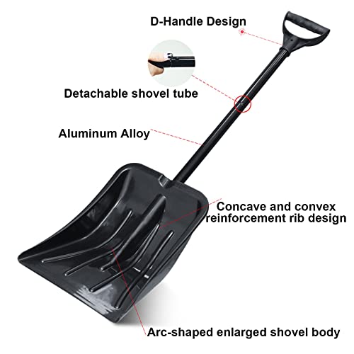 FEBOD Detachable Snow Shovel for Car,Portable Garden Shovel High Efficiency Snow Removal Tools Large Capacity Snow Shovel Pusher for Home Garage Yard