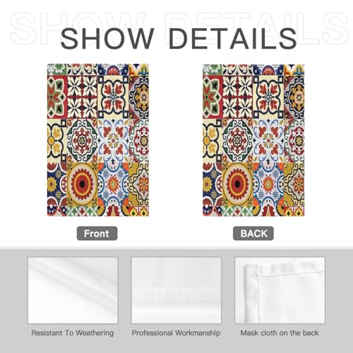 Double-sided garden flag Mexican Talavera Ceramic Tile Pattern Ethnic Folk Outdoor Flag Garden Flag Yard Outdoor Decoration (12×18in).