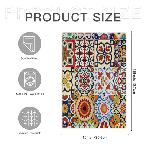 Double-sided garden flag Mexican Talavera Ceramic Tile Pattern Ethnic Folk Outdoor Flag Garden Flag Yard Outdoor Decoration (12×18in).