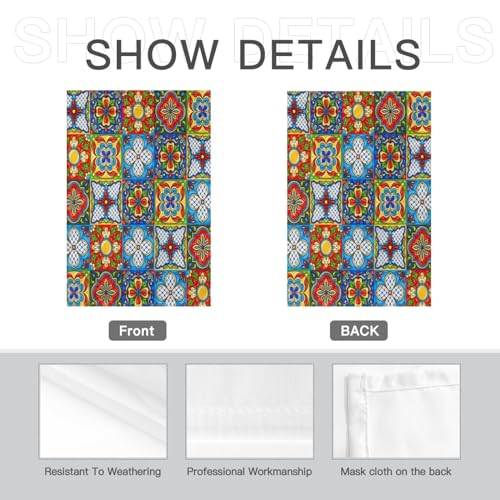 Double-sided garden flag Mexican Talavera Ceramic Tile Pattern Outdoor Flag Garden Flag Yard Outdoor Decoration (12×18in).