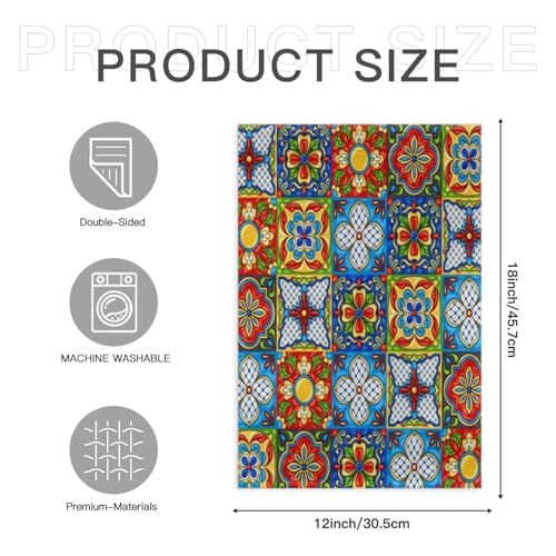 Double-sided garden flag Mexican Talavera Ceramic Tile Pattern Outdoor Flag Garden Flag Yard Outdoor Decoration (12×18in).