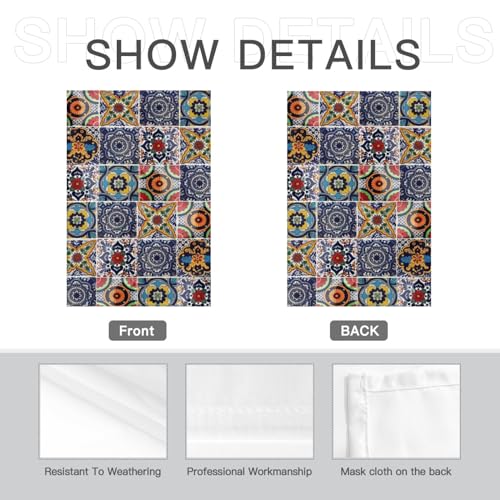 Double-sided garden flag Mexican Talavera Ceramic Tile Pattern Ethnic Folk Outdoor Flag Garden Flag Yard Outdoor Decoration (12×18in).