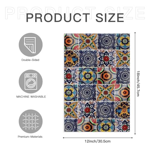 Double-sided garden flag Mexican Talavera Ceramic Tile Pattern Ethnic Folk Outdoor Flag Garden Flag Yard Outdoor Decoration (12×18in).