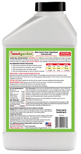 I Must Garden Deer Repellent Concentrate [2 Pack] - Natural Mint Scent - Two 32oz Bottles