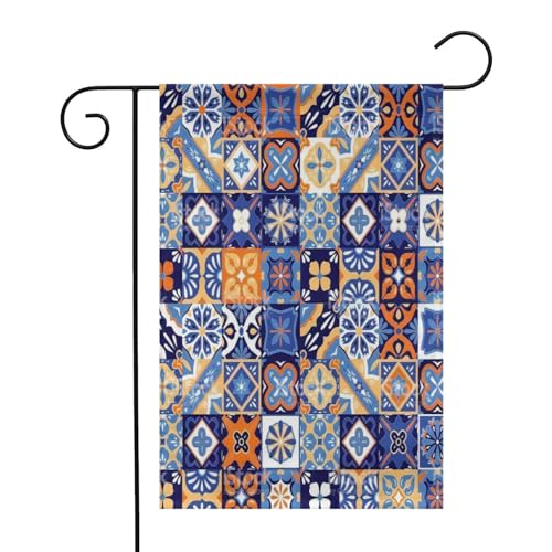 Double-sided garden flag Hippie Talavera Mexican Tiles Indian Outdoor Flag Garden Flag Yard Outdoor Decoration (12×18in).
