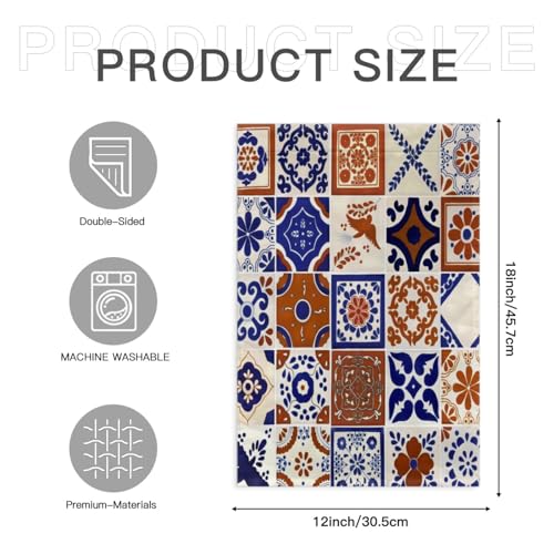 Double-sided garden flag Ceramic Moroccan Mexican Talavera Tiles Outdoor Flag Garden Flag Yard Outdoor Decoration (12×18in).
