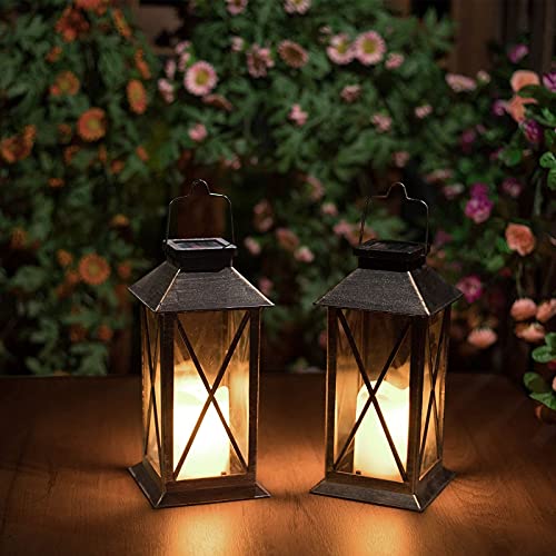 Solar Lantern, Outdoor Hanging Solar Lights Waterproof LED for Porch Garden Patio Pathway Deck Yard(2 Pack)