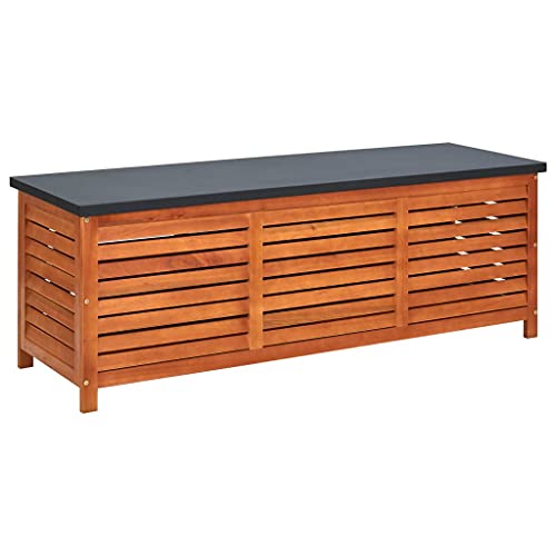 loibinfen Patio Storage Box 59.1"x19.7"x21.7" Solid Eucalyptus Wood Patio Garden Outdoor Storage Container for Toys, Furniture Deck box (Weight:63.05 lbs)