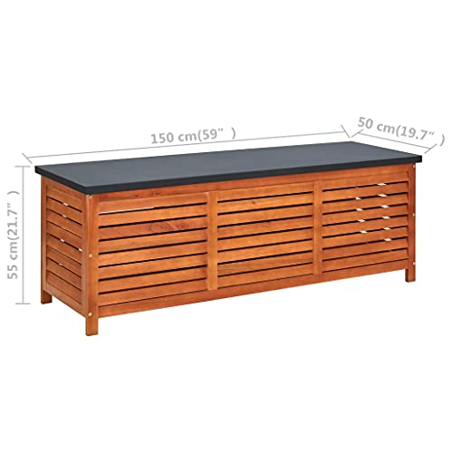 loibinfen Patio Storage Box 59.1"x19.7"x21.7" Solid Eucalyptus Wood Patio Garden Outdoor Storage Container for Toys, Furniture Deck box (Weight:63.05 lbs)