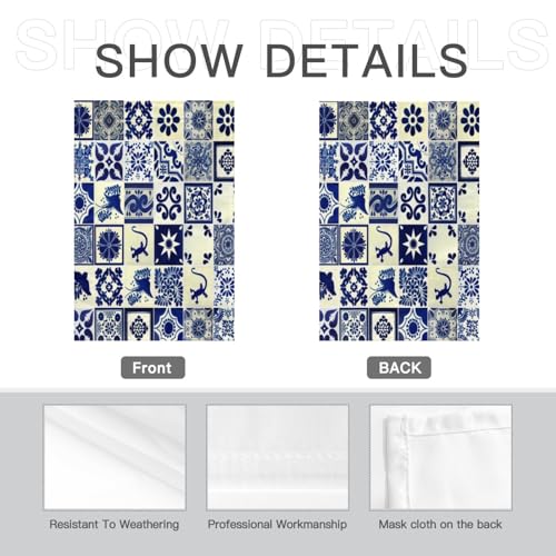 Double-sided garden flag Mexican Talavera Ceramic Tile Pattern Ethnic Folk Outdoor Flag Garden Flag Yard Outdoor Decoration (12×18in).