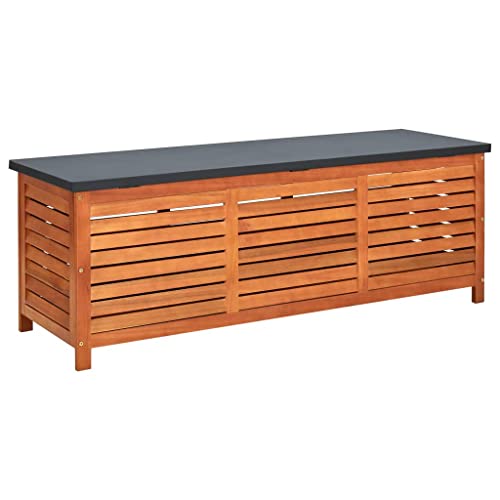 loibinfen Patio Storage Box 59.1"x19.7"x21.7" Solid Eucalyptus Wood Patio Garden Outdoor Storage Container for Toys, Furniture Deck box (Weight:63.05 lbs)