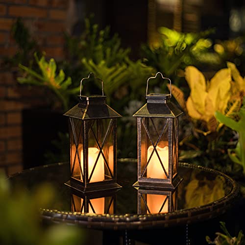 Solar Lantern, Outdoor Hanging Solar Lights Waterproof LED for Porch Garden Patio Pathway Deck Yard(2 Pack)
