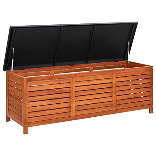 loibinfen Patio Storage Box 59.1"x19.7"x21.7" Solid Eucalyptus Wood Patio Garden Outdoor Storage Container for Toys, Furniture Deck box (Weight:63.05 lbs)