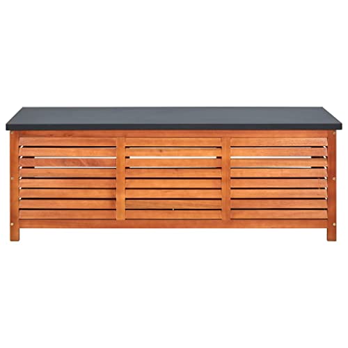 loibinfen Patio Storage Box 59.1"x19.7"x21.7" Solid Eucalyptus Wood Patio Garden Outdoor Storage Container for Toys, Furniture Deck box (Weight:63.05 lbs)