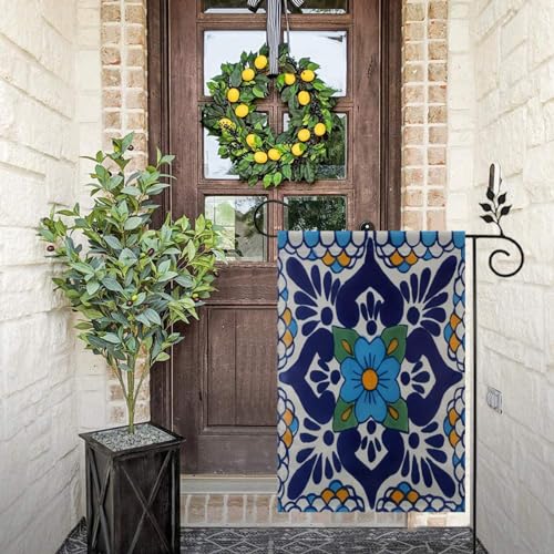 Double-sided garden flag Talavera Mexican Tile Outdoor Flag Garden Flag Yard Outdoor Decoration (12×18in).