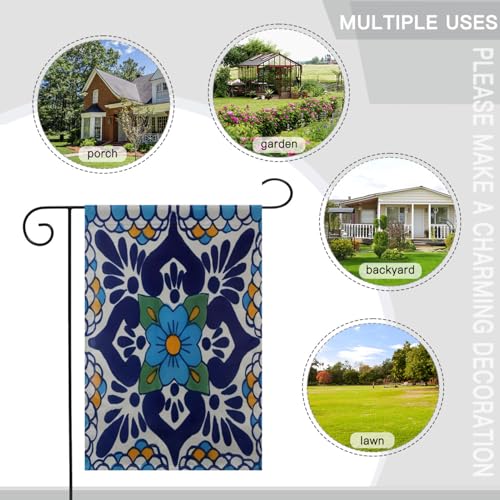 Double-sided garden flag Talavera Mexican Tile Outdoor Flag Garden Flag Yard Outdoor Decoration (12×18in).