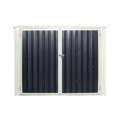 Goplus Outdoor Storage Shed 6' x 3', Multi-Purpose Galvanized Steel Garbage Cans Box with Easy Lift Hinges, Lockable Shed for Garden, Patio, Backyard, Dark Gray